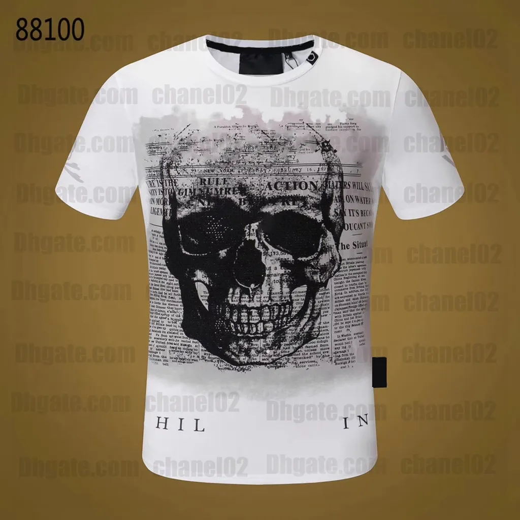 Philips PP Devil Skull Diamond Short Sleeved T Shirt For Men, Casual ...