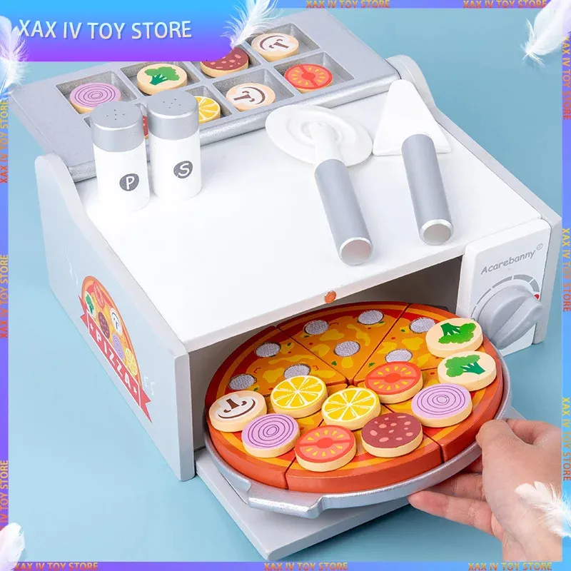 DHgate.com:Pretend Play Wooden Children's Pizza Oven Toy with Play Food ...