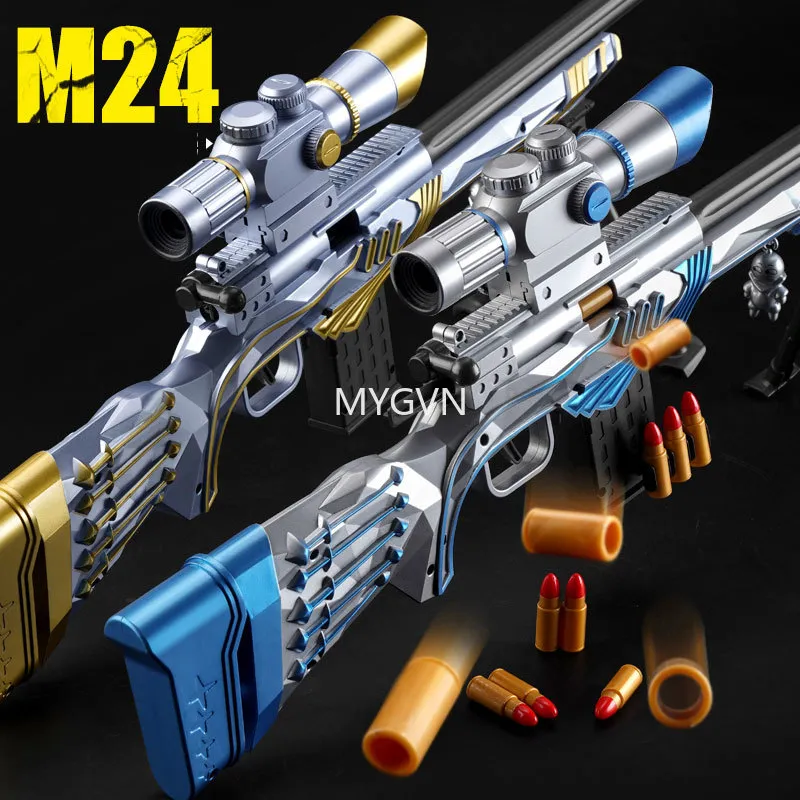 M24 Soft Bullet Shell Ejected Toy Soldier Gun Manual Foam Dart Blaster ...