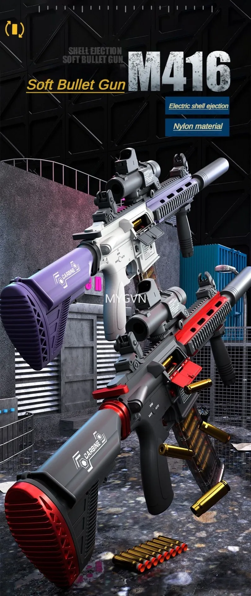 M416 Electric Automatic Soft Bullet Shell Ejection Continous Firing Toy ...