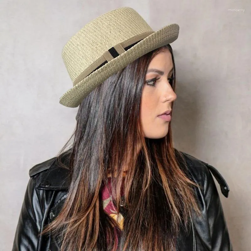 Straw Pork Pie Fedora Sunhats, Men Women Trilby Caps Summer Outdoor ...