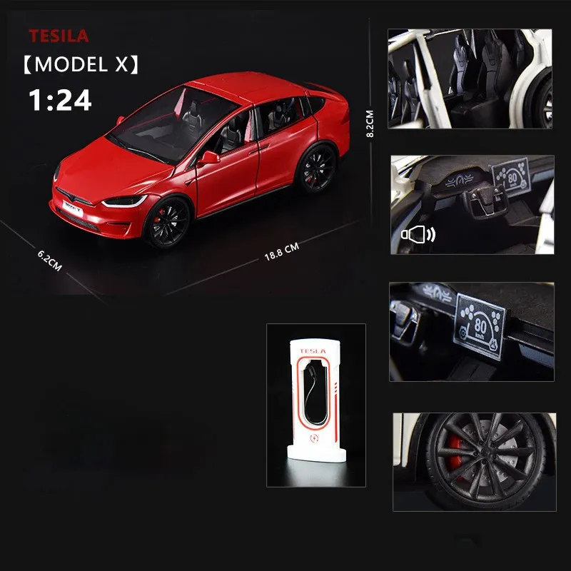 Electric RC Car 1 24 Tesla Model 3 Y S X Alloy Die Cast Sound And Light ...