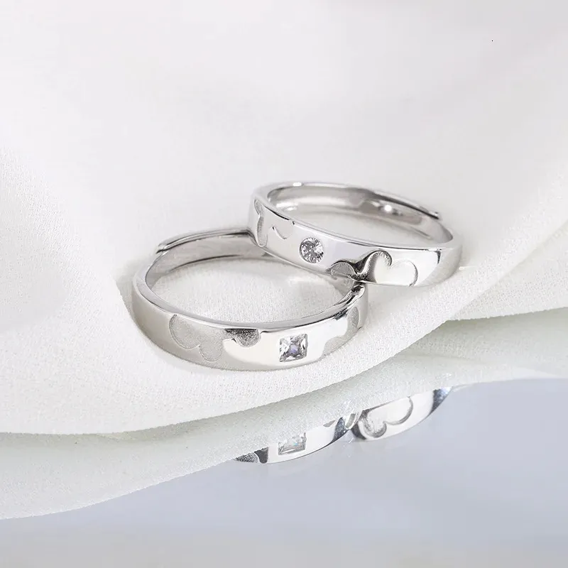 Sterling Silver Couple Rings His and Hers S925 Wedding Bands Promise Rings for Valentine s Day