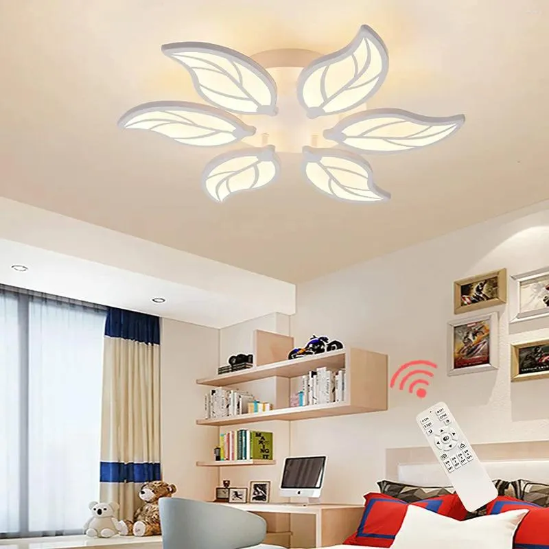 Dimmable LED Ceiling Light Modern Leaf Shape Acrylic Lamp for Living ...