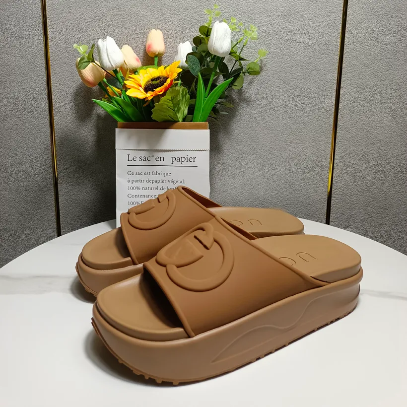 Women's Designer Leather Slippers Sandals Slides Mules With Appliques ...