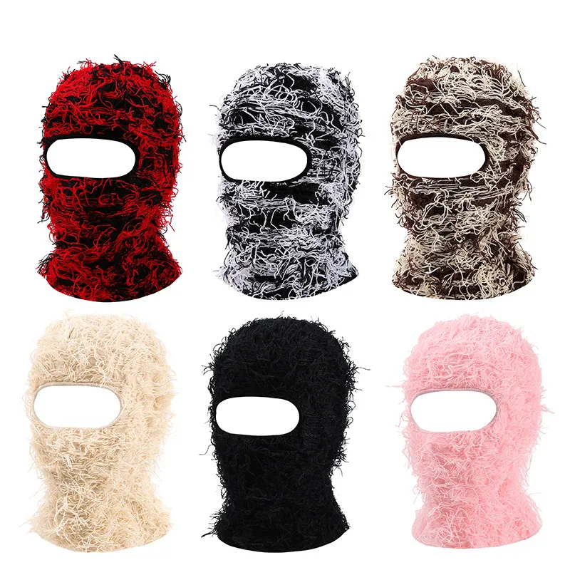 Winter Face Knit Full Face Mask Cover One Hole Designer Grassy ...