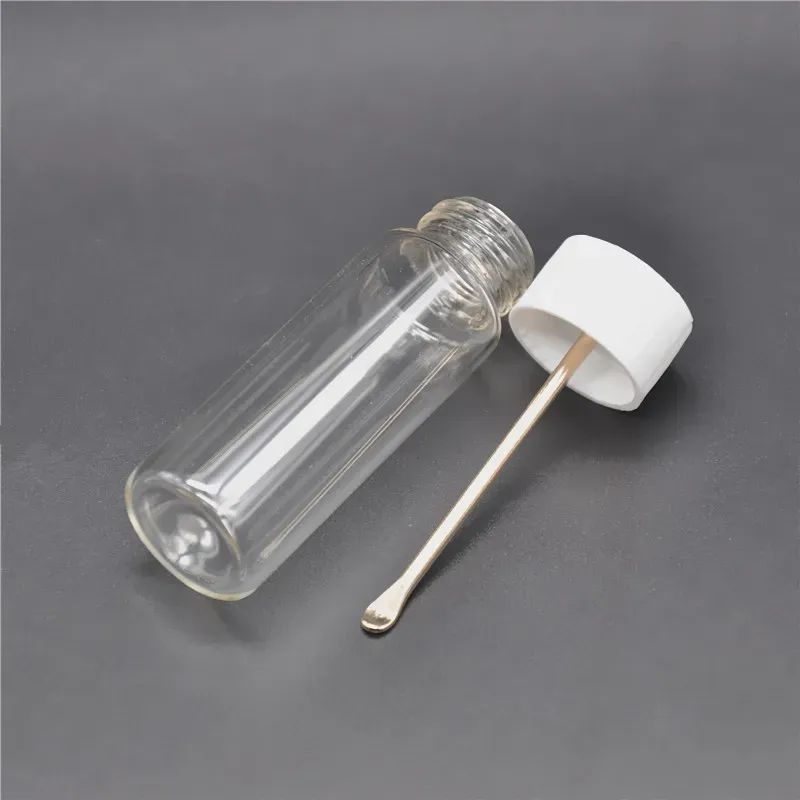 HoneyPuff Clear/Brown Glass Snuff Metal Vial Spoon Spice Bullet Snorter ...