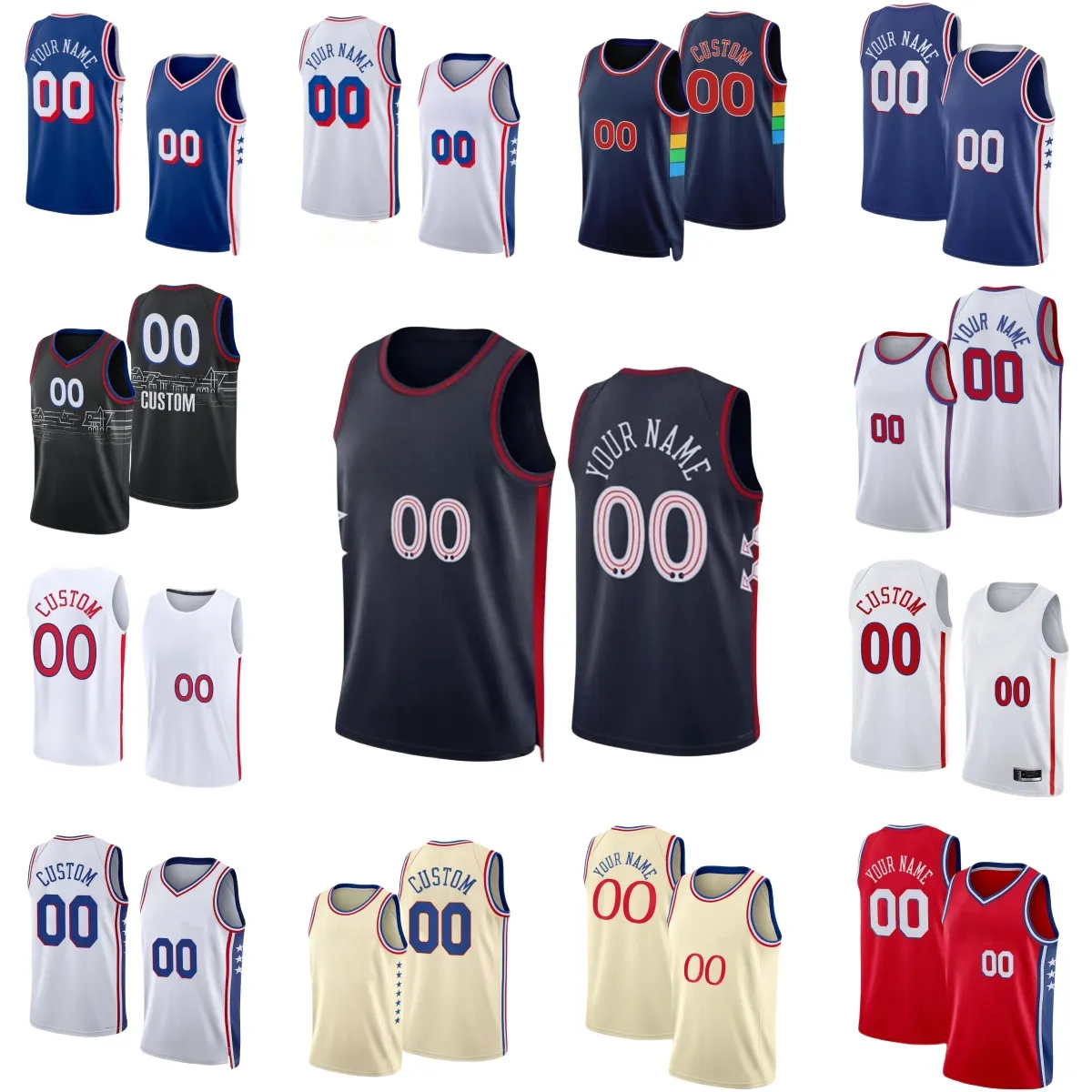 Personalized 2022 25 Basketball Player Uniform Featuring Joel Embiid ...