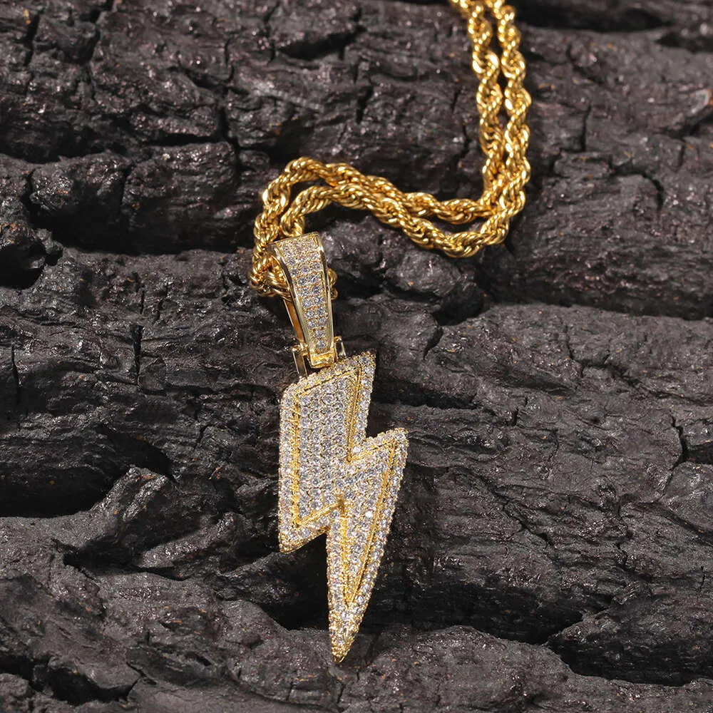 Hip Hop Lightning Pendant Necklace Diamonds Necklace Wide GRA ...
