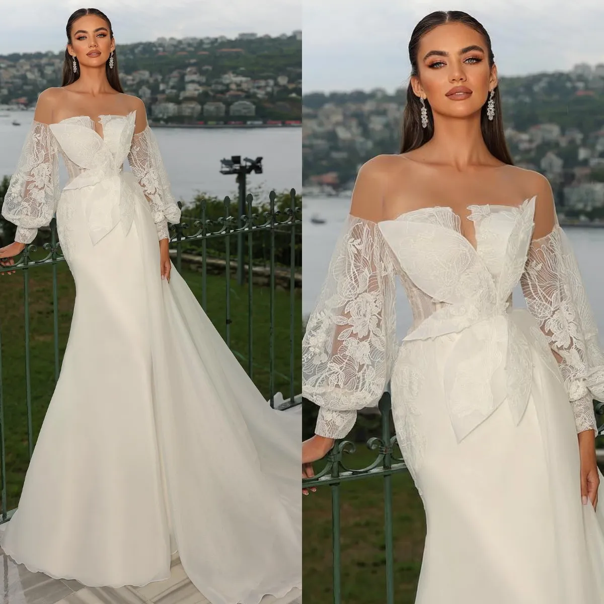 Mermaid 2024 Wedding Dresses Off The Shoulder Lace Appliqued Bridal ...