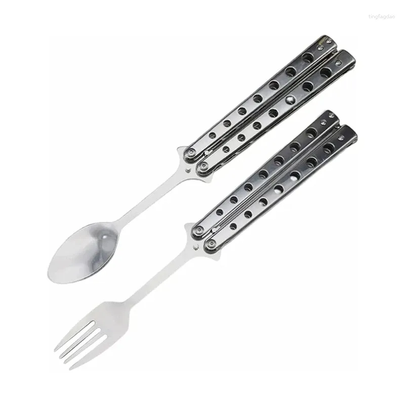 DHgate.com:Collapsible Stainless Steel Spoon and Fork Set for Outdoor ...