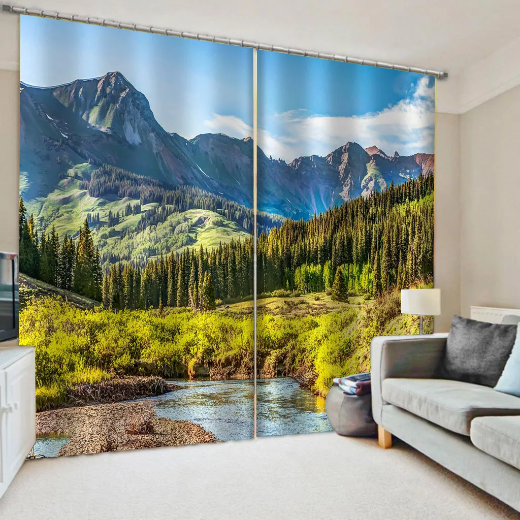 3D Nature Landscape Shower Curtain - Waterproof Photo Scenery Curtains ...
