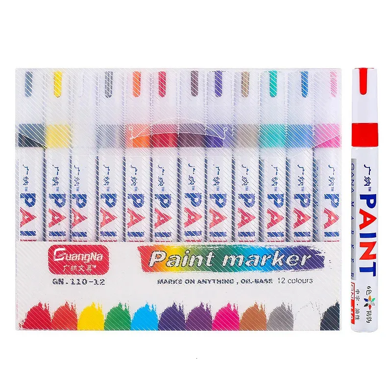 Acrylic Paint Pens Set Of 12: Oil Based White Paint Markers, Quick Dry ...