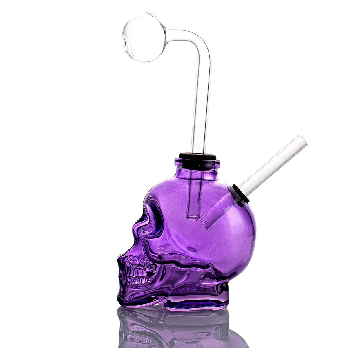 Skull Design Pyrex Thick Glass Bong Portable Glass Bubbler With Curved ...