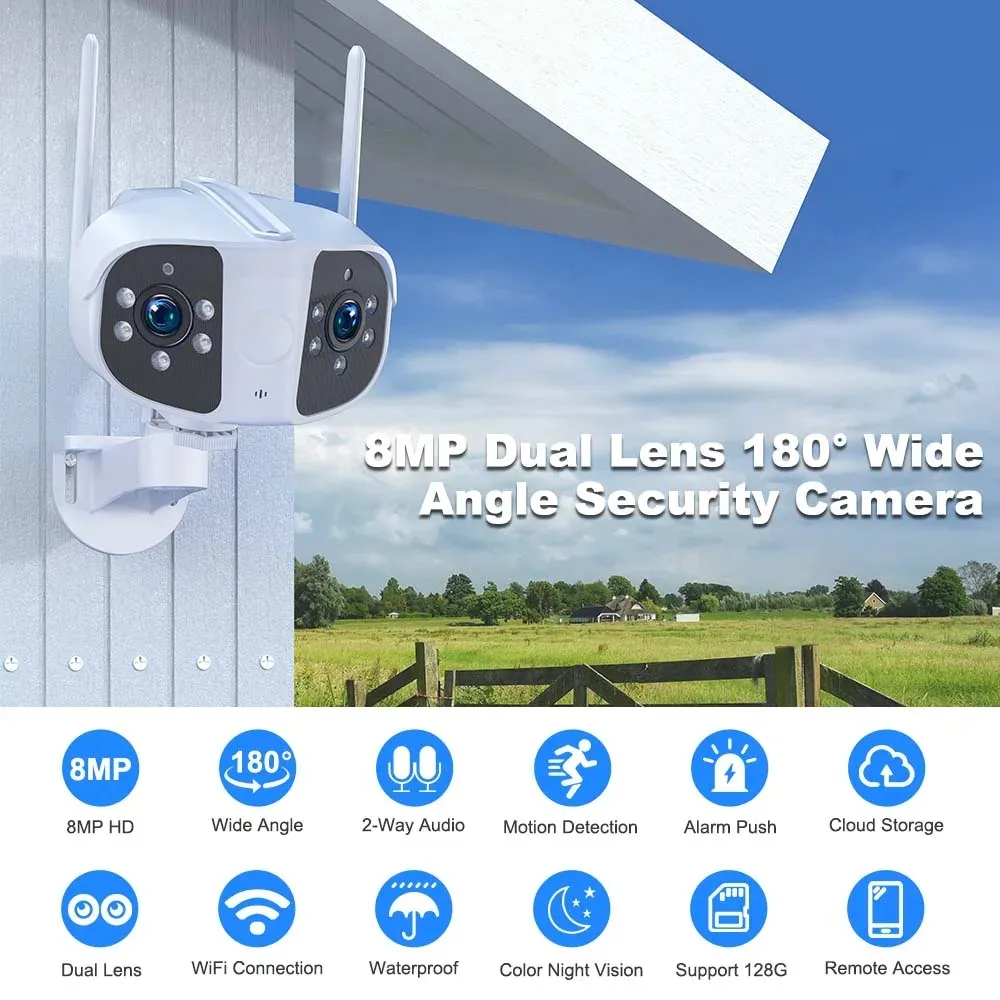 360 Degree Surveillance Camera Dual Lens 6MP 4K WiFi IP Camera, Outdoor ...