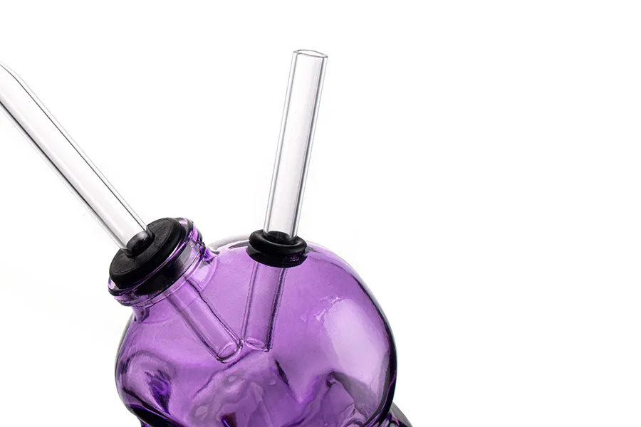 Skull Design Pyrex Thick Glass Bong Portable Glass Bubbler With Curved ...