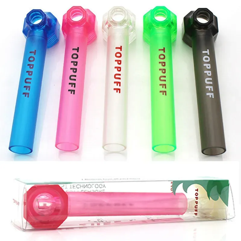 Toppuff Top Pastic Pipes Colorful Smoking Hand Pipe Straight Tube Glass ...