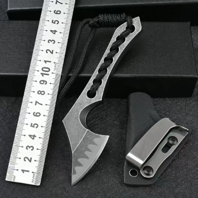 Mini Survival Axe Knife - Z-Wear Steel, Stone Washed Blade, Full Tang ...