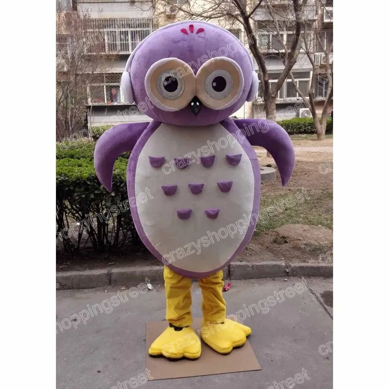 Simulation Purple Owl Mascot Costume Cartoon Character Outfits Adult ...