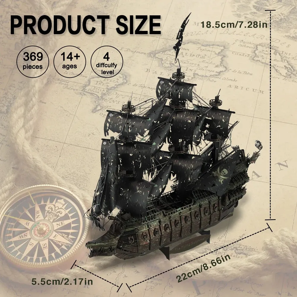 3D Metal Ship Puzzle Kit Military Style Pirate Ship Model for Teens ...