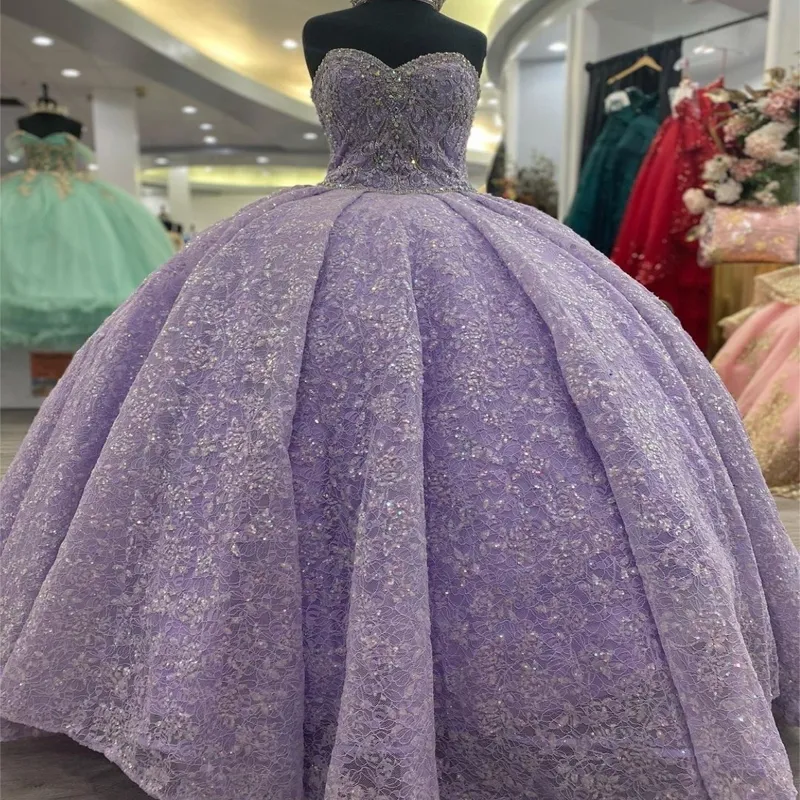 Lavender Quinceanera Dress - Off Shoulder Sweet 15 Gown, Sequin Prom ...