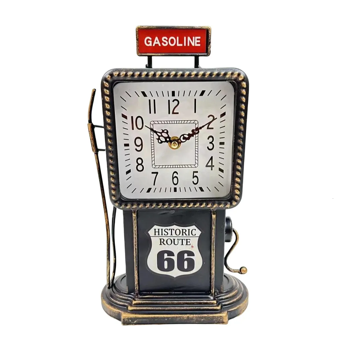 Retro Gas Station Clock - Vintage Metal Desk Clock, Home Decor, Unique ...