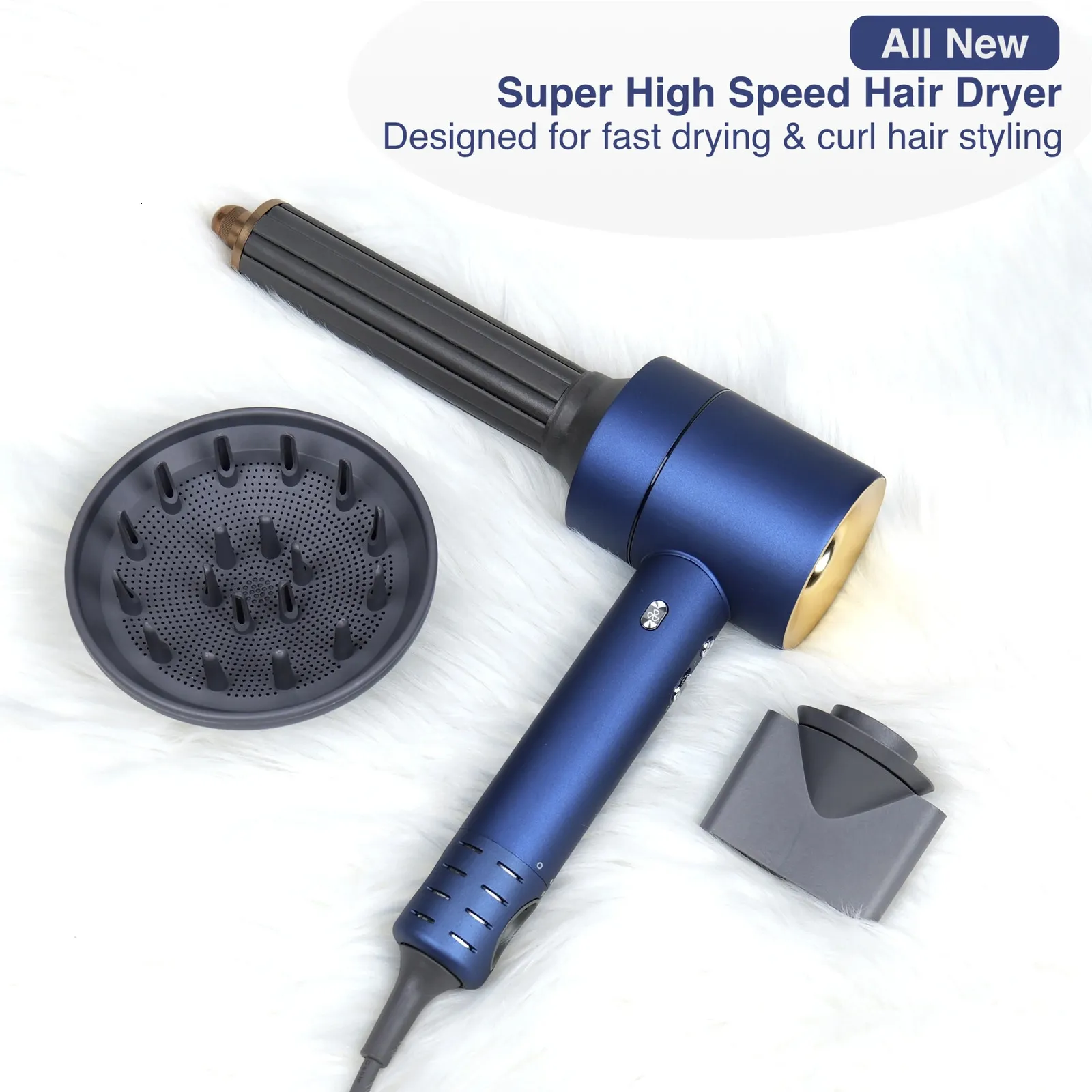 High-Speed Hair Dryer Curler with Curling Nozzle - Professional 220V ...