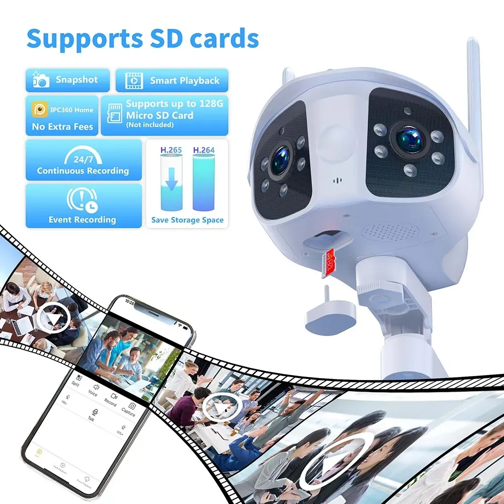 360 Degree Surveillance Camera Dual Lens 6MP 4K WiFi IP Camera, Outdoor ...