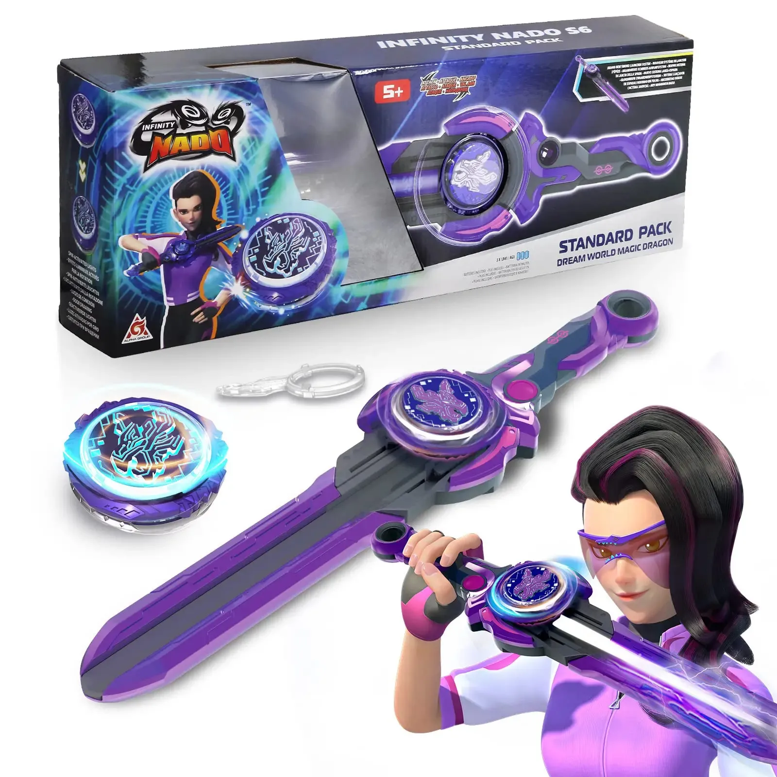 Battle Top Set: Burst Gyro Spinning Toy with Launcher & Sword - Kids ...