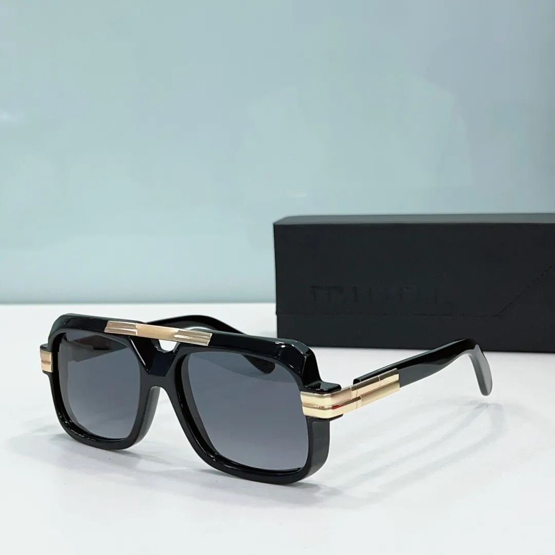 Men's Squared Sunglasses 2024 Black Gold Frame Dark Grey Lens Designer ...
