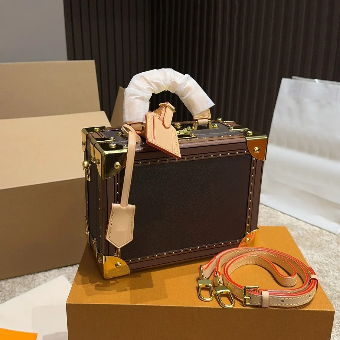 Studded Handbag Women Designer Tote Bag Brown Flower Fashion Classic ...