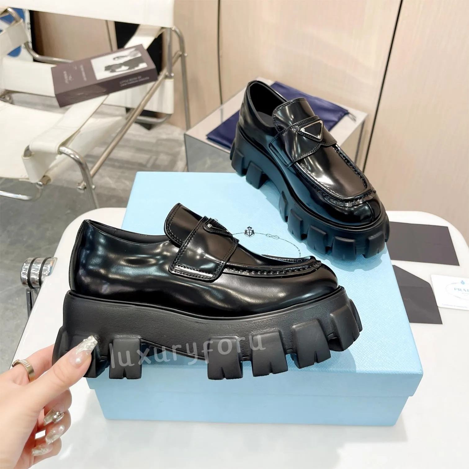 Designer Loafers Monolith Brushed Leather Womens Loafers Slip On Shoes ...