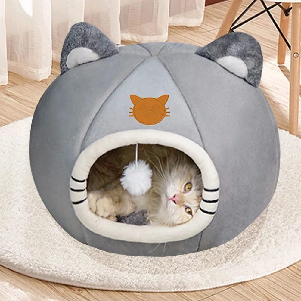 DHgate.com:Cute Winter Long Plush Cat Bed, Round Cat Cushion Cat House ...