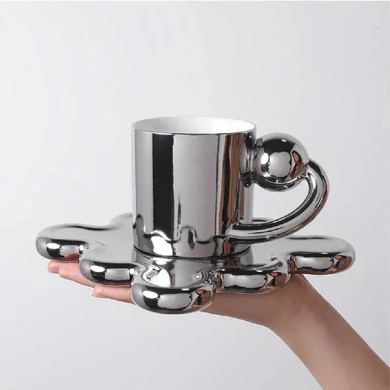 Ceramic Mug With Lid And Plate Set Creative Rotating Ball Handle Coffee ...