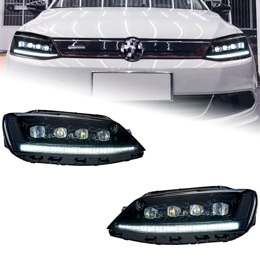 VW Jetta Mk6 LED Headlights - R8 Style, High Beam, Turn Signal, DRL ...