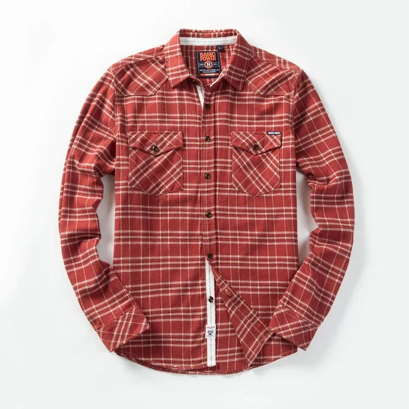 DHgate.com:2024 Mens Regular-Fit Long-Sleeved Plaid Flannel Casual ...
