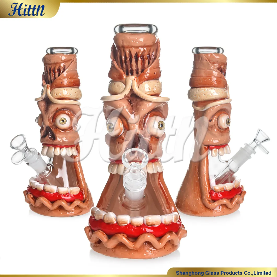 10 3D Halloween Monster Unbreakable Split Glass Water Pipe With 14mm ...