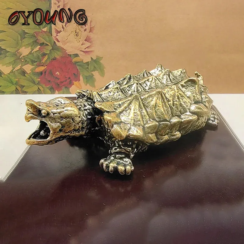 Copper Snapping Turtle Statue Brass Tortoise Miniatures For Desktop ...