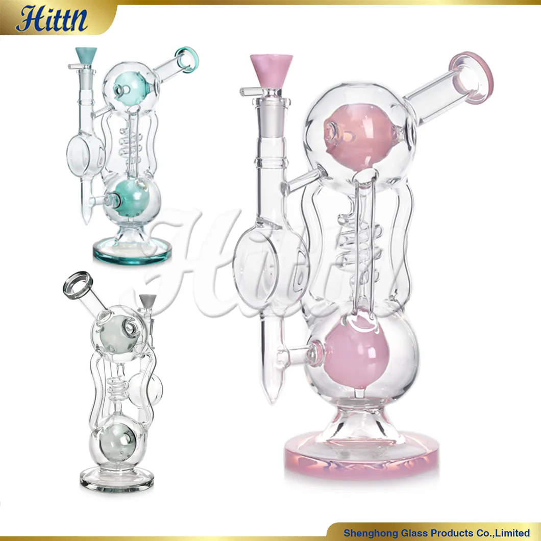 Thick Glass Recycler Bong Dab Rig With Matching Bowl 10.5 Inches Twist ...