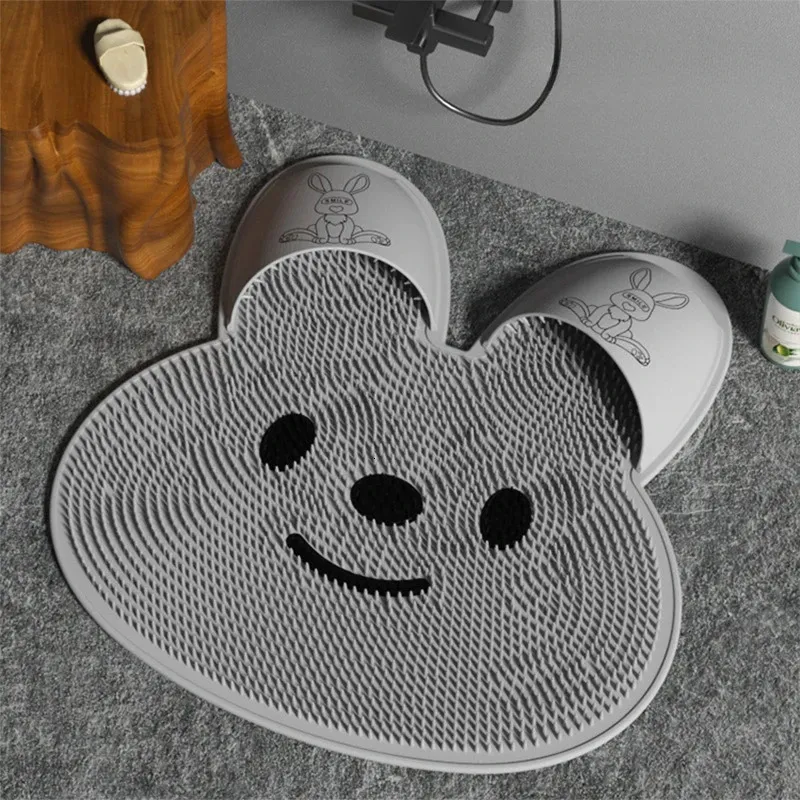 Bath Mat Rabbit Silicone Massage Floor Pad with Nonslip Rabbit Foot ...