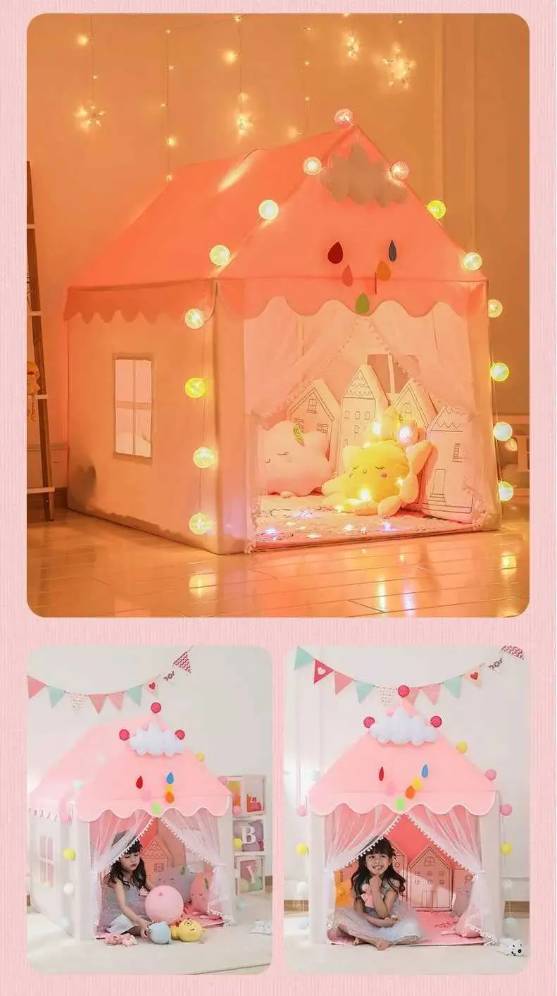Large Kids Play Tent - Pink Princess Castle Playhouse, Folding Children ...