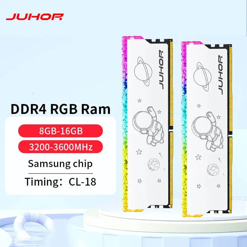 JUHOR DDR4 RGB Gaming Memory RAM 8GB 16GB 32GB 3200MHz 3600MHz Dual ...
