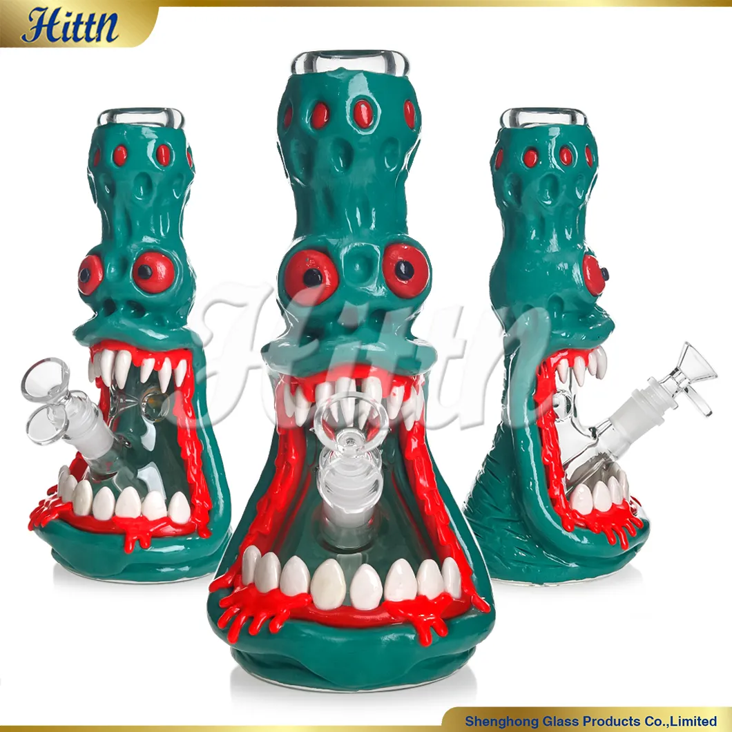 10 Inches Beaker Halloween Bong 3D Hand Painting Glass Bong Hittn ...