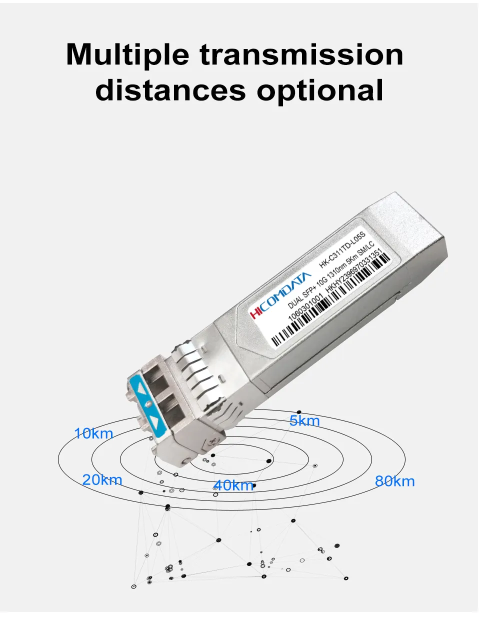Módulo HICOMDATA 10G SFP+ Dúplex LC SFP Modo Único 5KM 10KM 20KM Módulo De Fibra Óptica 1310nm ...