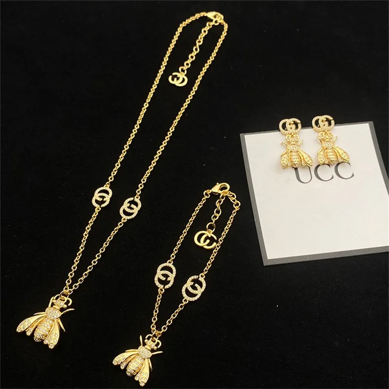 DHgate.com:Luxury Designer Bees Diamond Necklace Bracelets Set: Elegant ...