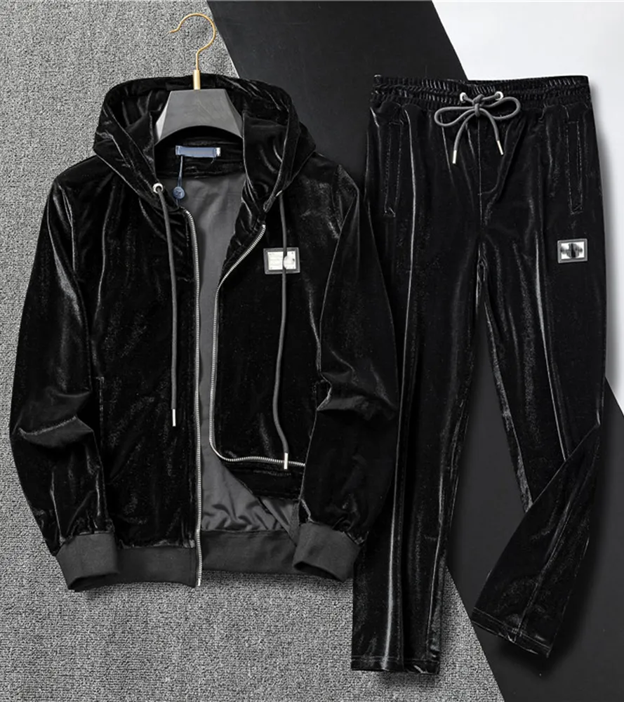 Men's Velvet Tracksuit Set - Designer Embroidered Sportswear, Casual ...