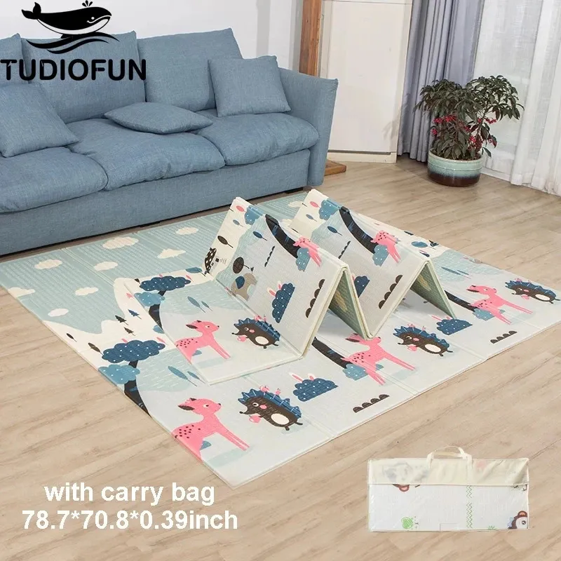 Tudiofun Kids Play Mat, Foldable XPE Puzzle Mat with Cartoon Patterns ...