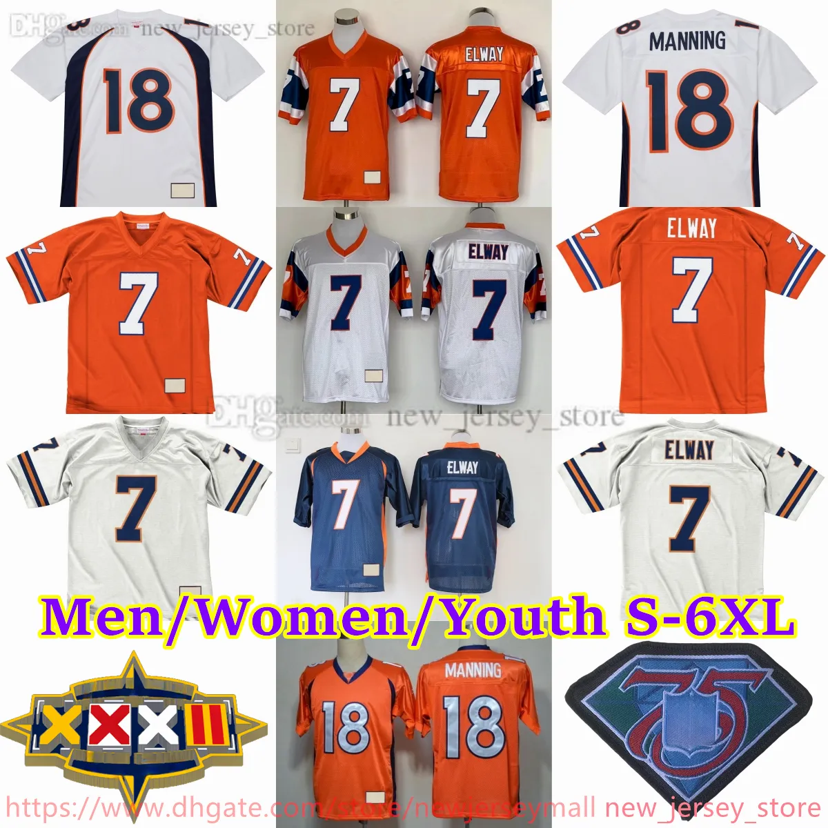 Mejor Precio En A Granel Throwback 1960 192024 Football 7 John Elway Jersey Stitch 49 Dennis ...