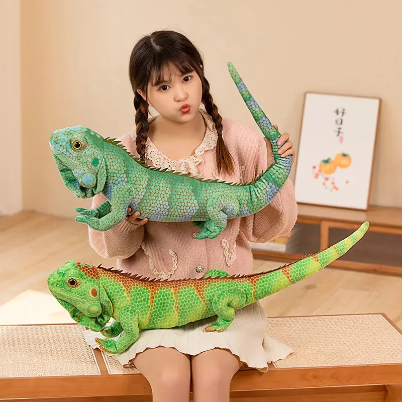 Realistic Iguana Plush Toy - Lifelike Green Lizard Stuffed Animal, Soft ...