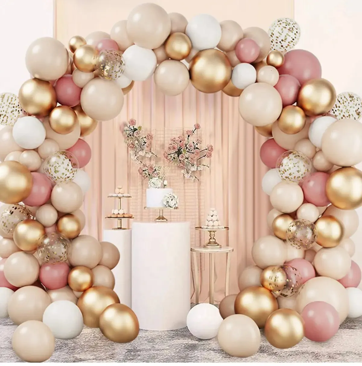 Pink Balloon Arch Kit: Tender Pink Gold & White Balloon Garland For ...